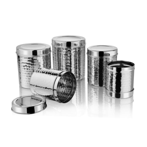 Order VINOD Stainless Steel Multiple Size Hammered Deep Dabba | 5Pcs ...