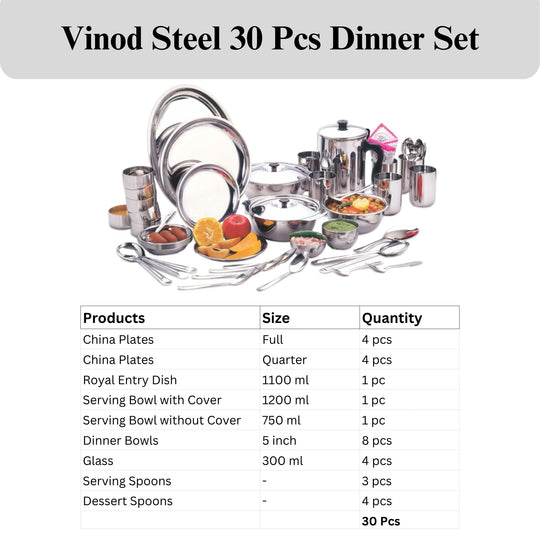 Vinod Stainless Steel Dinner Set | Buy Online