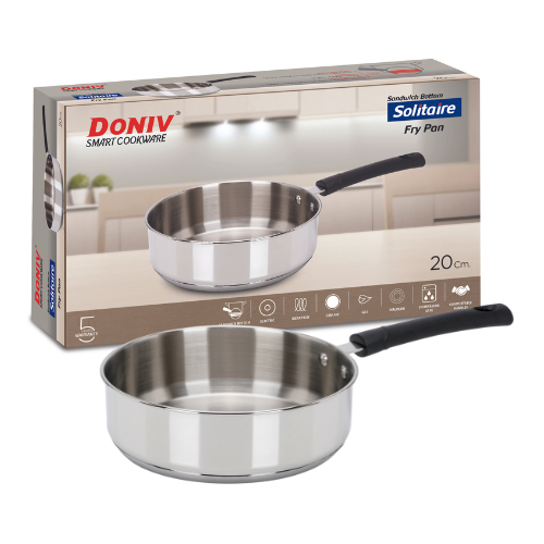 VINOD – DONIV Stainless Steel Sandwich Bottom Solitaire Fry Pan, 20 cm ...