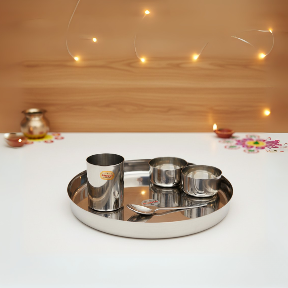 Order Vinod Stainless Steel Traditional Thali Set | 5 Pcs