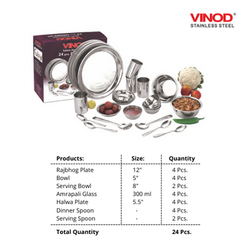 Vinod Stainless Steel Dinner Set | Buy Online