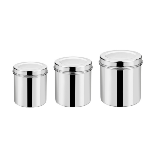 Vinod Stainless Steel Deep Dabba – Set of 3 pieces, Airtight Steel ...