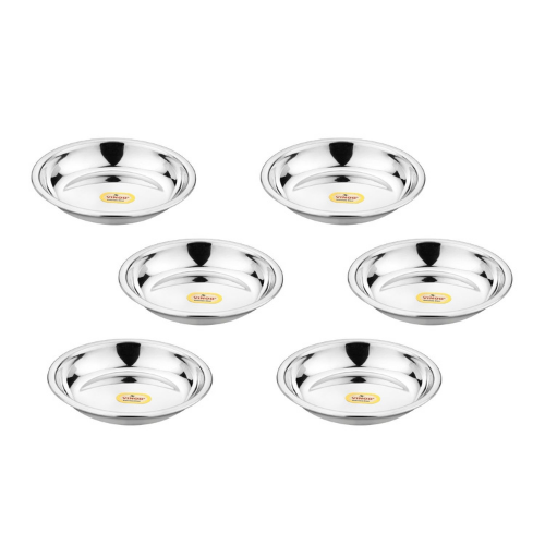 Order Vinod Stainless Steel Halwa Plate | Set of 6 Pieces | 12.2cm